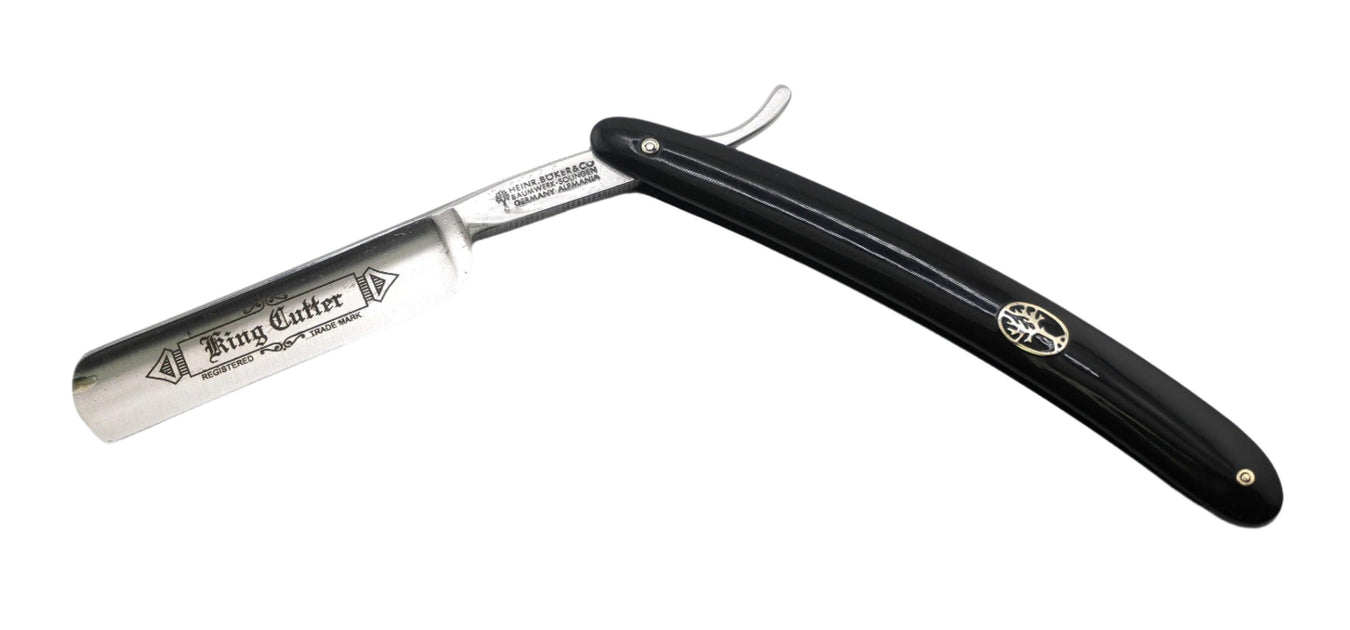 Boker King Cutter Straight Razor 5/8" Carbon Steel Blade w/ Black Synt ...