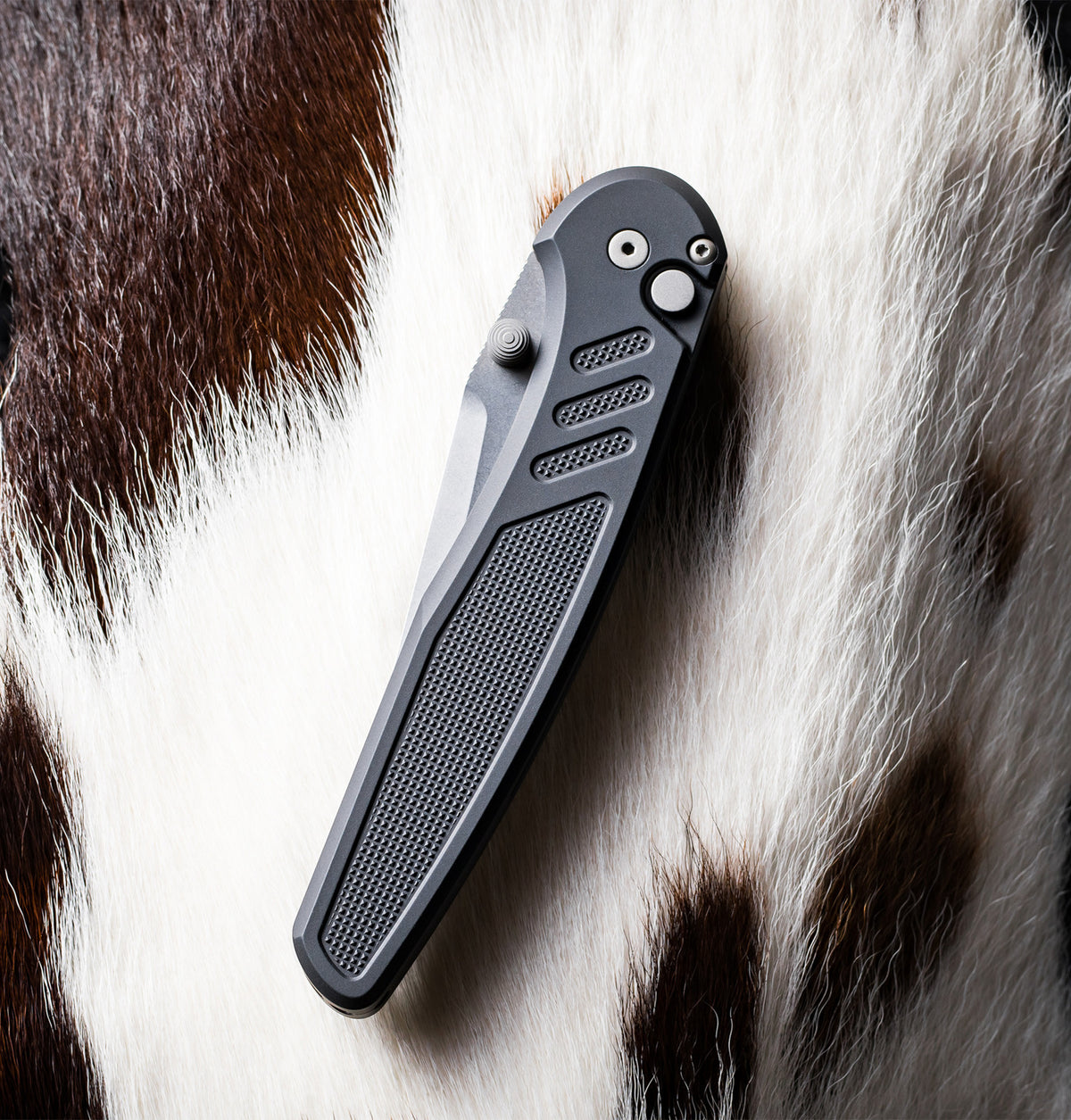 Pro-Tech Avalon Button Lock Knife Knurled Black Alluminum Handles (4.2 ...