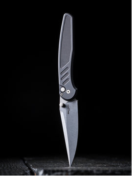 Pro-Tech Avalon Button Lock Knife Knurled Black Alluminum Handles (4.2 ...