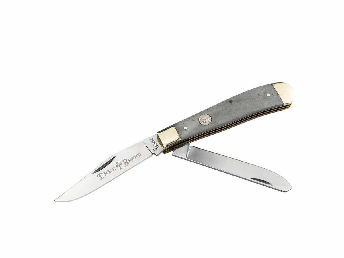 Boker Traditional 2.0 Trapper Pocket Knife Smooth Gray Bone Handles Ni ...