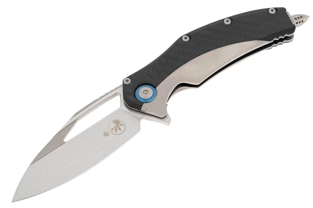 Microtech 165C-4CFTI Matrix Carbon Fiber Titanium Blue Pivot Hand ...