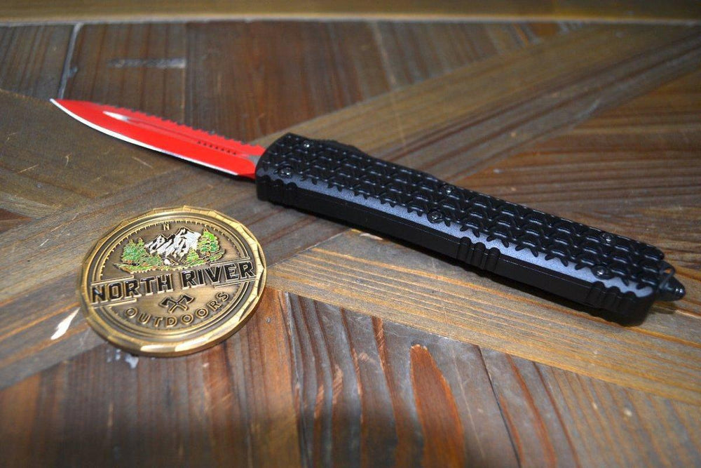 Microtech Sith Lord Ultratech 122-3SL OTF 3.46" Red Double Edge Full S ...