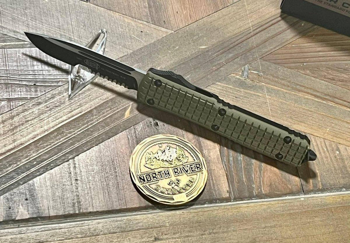 Microtech Ultratech S/E Partial Serrated OD Green Frag G-10 Tactical ...