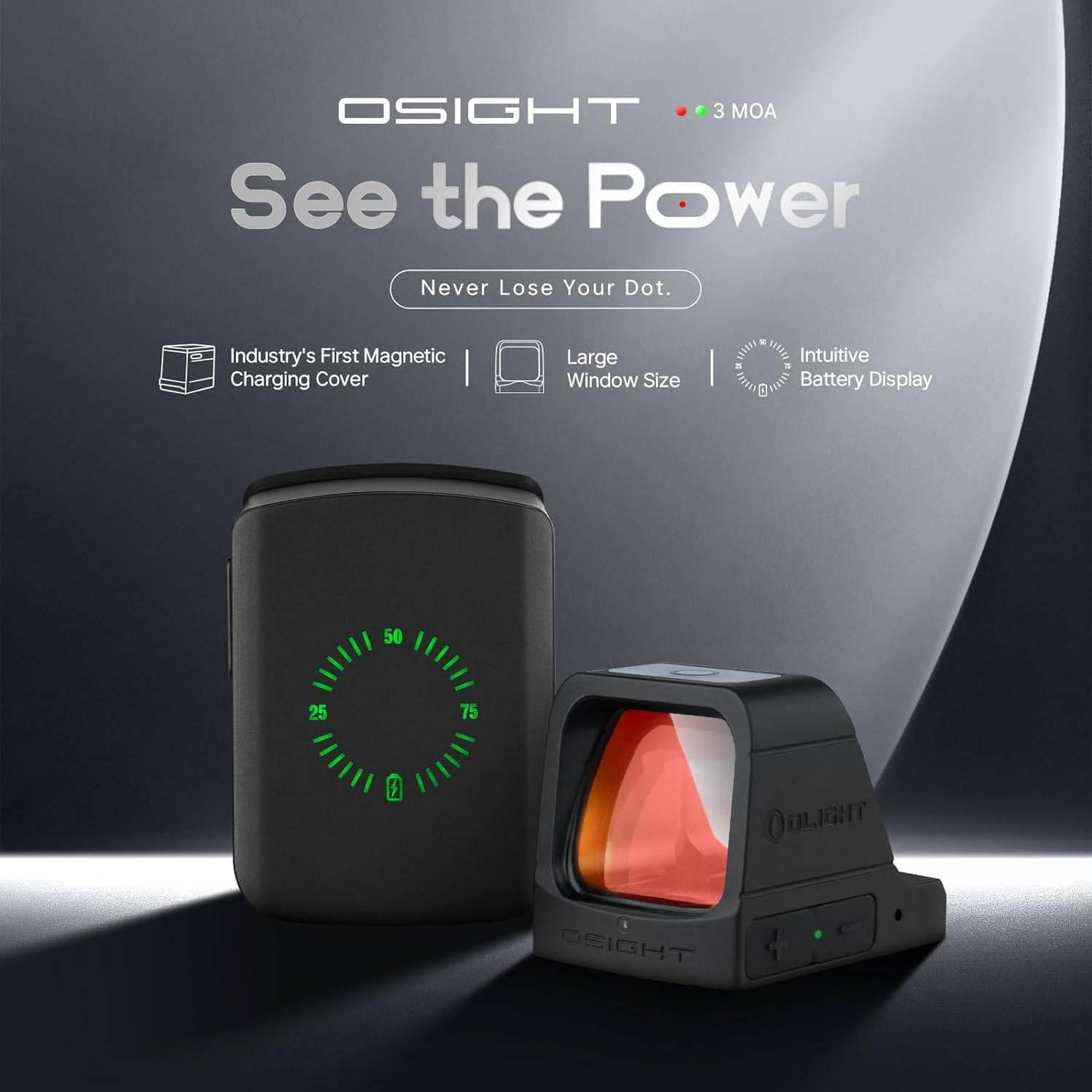 OLIGHT Osight 3 MOA Rechargeable Dot Sight with Charging Cover ...