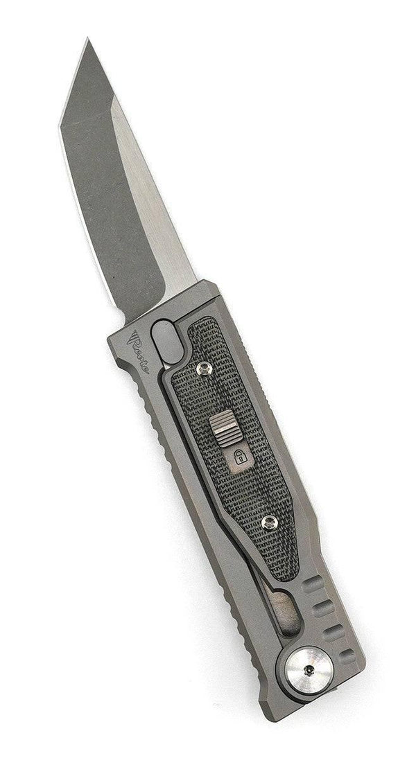 Reate EXO Mini Stonewash Tanto Gravity Knife Titanium Black Micarta ...