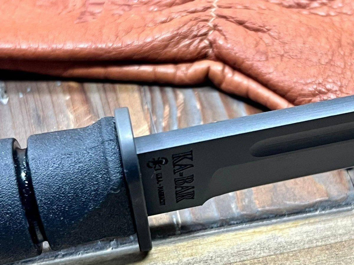 USMC KA-BAR Knife Spartan MagnaCut Black Blade w/ Tan Kydex Sheath ...
