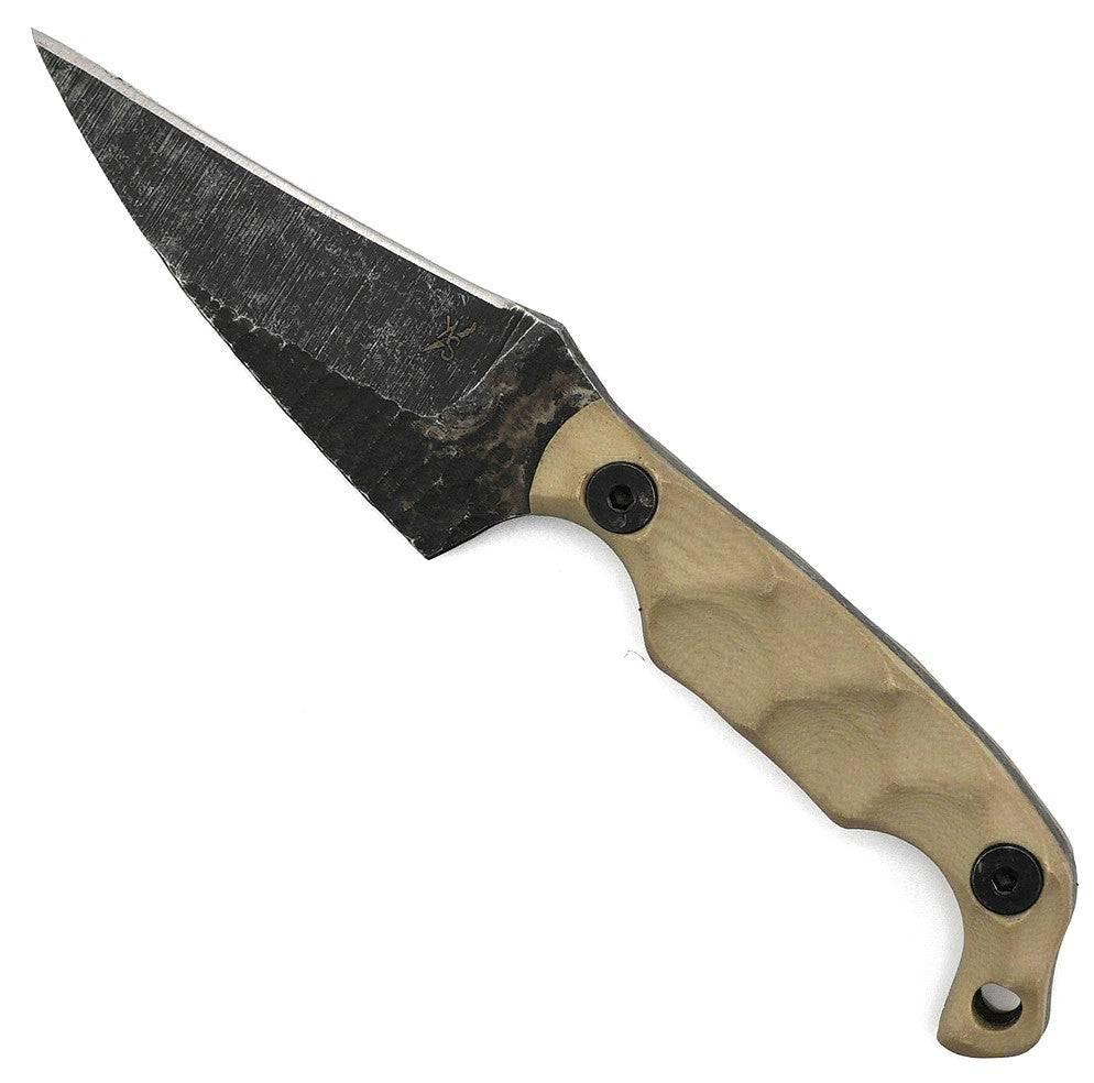 Stroup Knives Mini2 EDC Fixed Knife 3.125" 1095 Hand Carved Pike ...